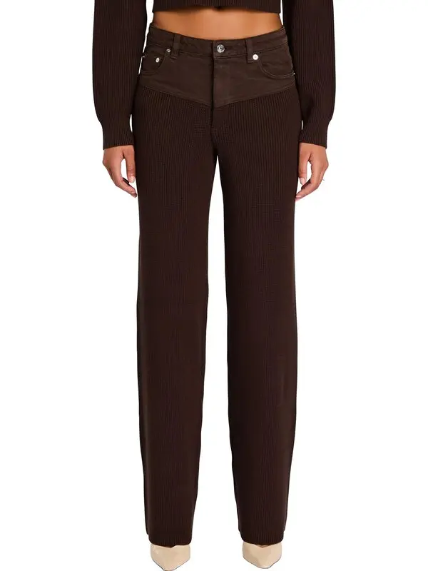 SEROYA Chani Knit Denim Pant - Slate Brown/brown