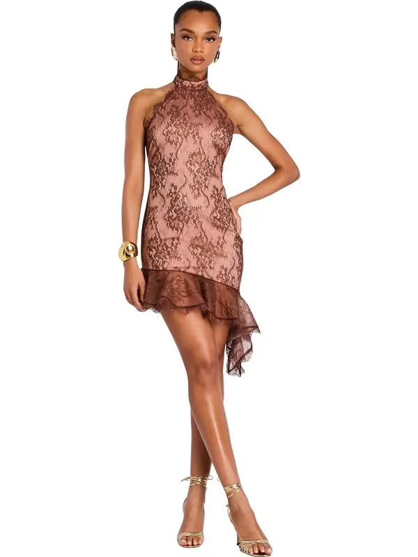 Retrofete Raquelle Lace Mini Dress - Espresso