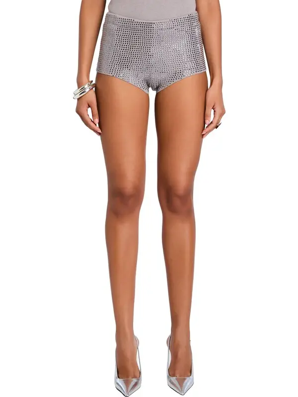 Retrofete Embellished Knit Shorts - Cloud/gunmetal