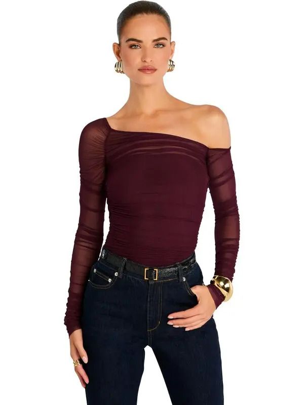 SEROYA Shauna Mesh Top - Merlot