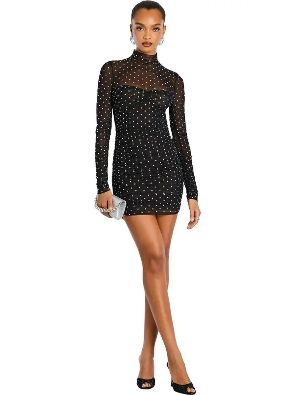 Retrofete Cossette Embellished Mini Dress - Black/silver