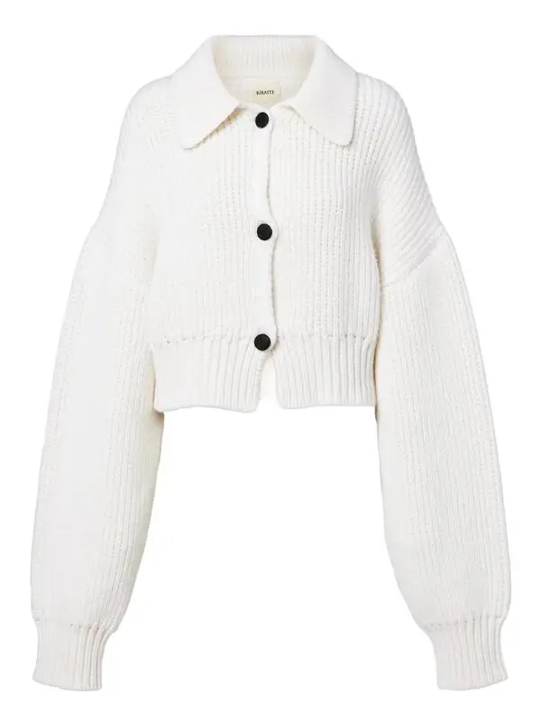 Khaite Pome Ribbed-knit Cashmere Cardigan - White