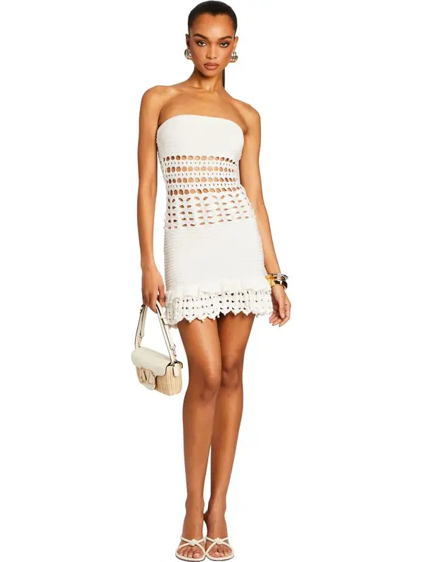 Retrofete Vali Crochet Pearl Embellished Dress - White