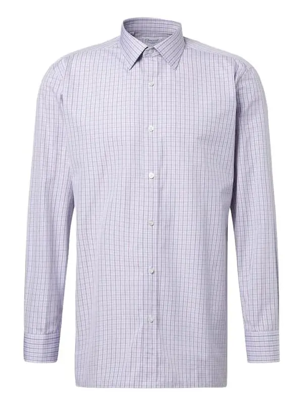 Charvet Checked Cotton Poplin Shirt - Grey