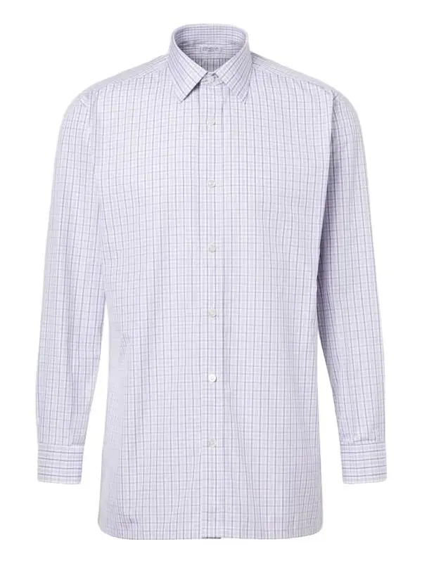 Charvet Checked Cotton Poplin Shirt - White