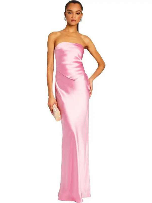 Retrofete Strapless Gown With Draped Bodice - Fondant Pink