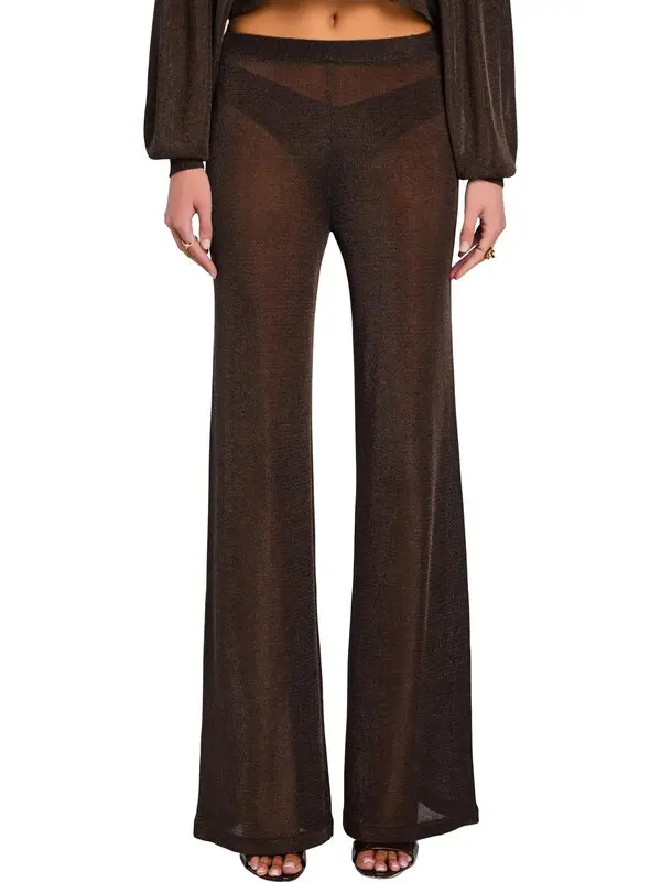 SEROYA Sheldon Metallic Knit Pant - Slate Brown
