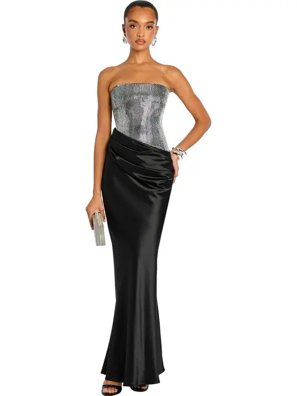 Retrofete Alexandra Embellished Strapless Dress - Black/silver