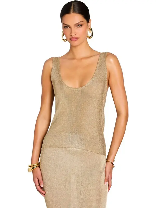 SEROYA Metallic Knit Tank - Gold