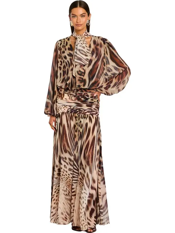 Retrofete Opaline Maxi Dress - Melting Animal Print