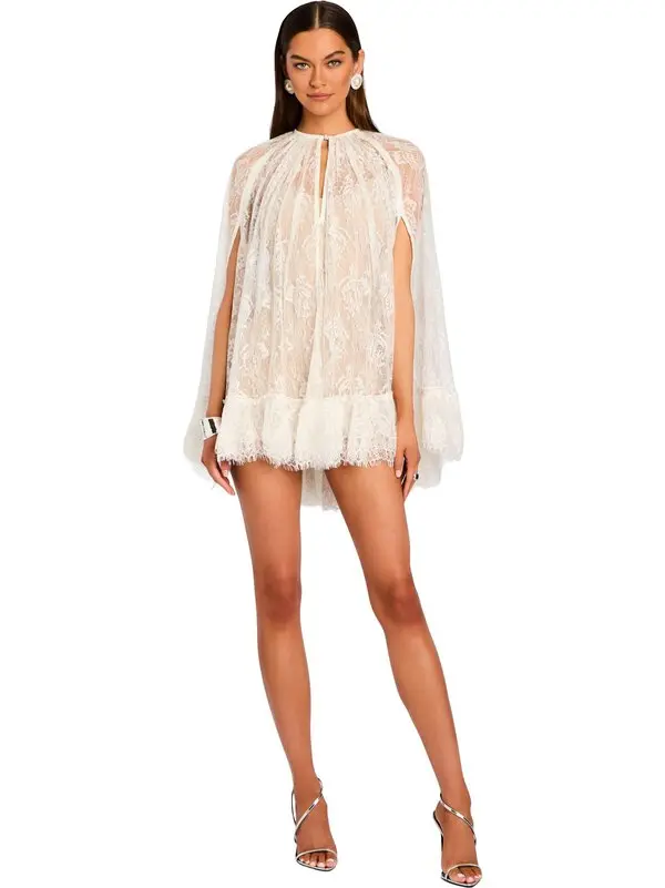 Hemant & Nandita Adra Mini Cape Dress - Off White