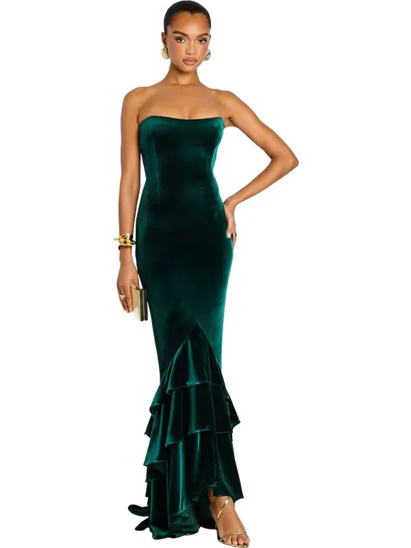 Retrofete Greta Velvet Gown - Pine