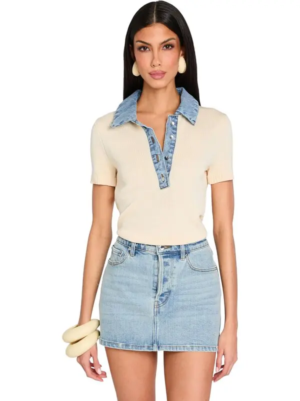SEROYA Erika Knit Top - Eggshell/coastline