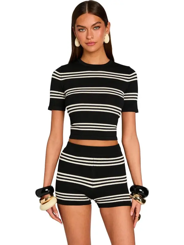 SEROYA Ry Knit Top - Black/eggshell