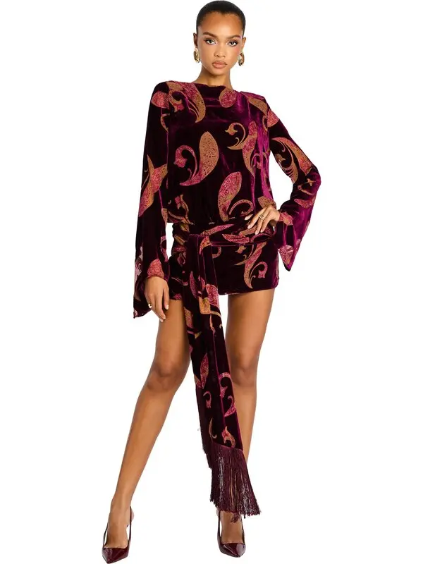 Retrofete Thesaly Velvet Mini Dress - Dark Paisley