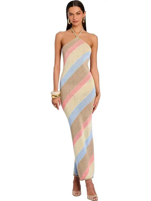 SEROYA Knit Maxi Dress - Yellow/peach/stone/ice