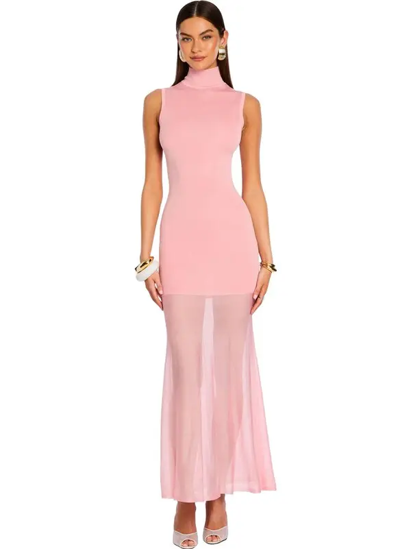 SEROYA Amine Knit Maxi Dress - Coral Blush