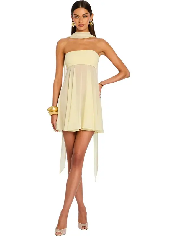 SEROYA Sahar Mini Dress - Pastel Yellow