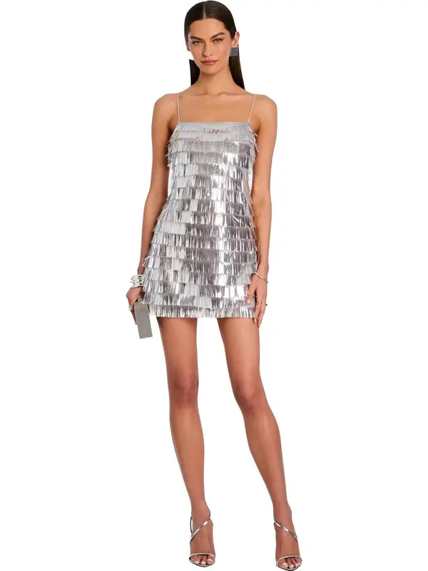 Retrofete Amalie Sequin Mini Dress - Silver Cloud