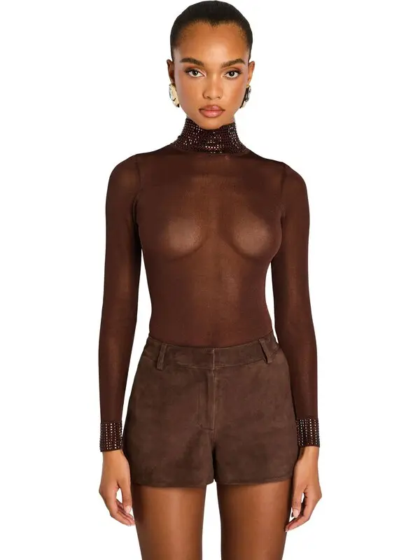 Retrofete Orly Embellished Top - Espresso
