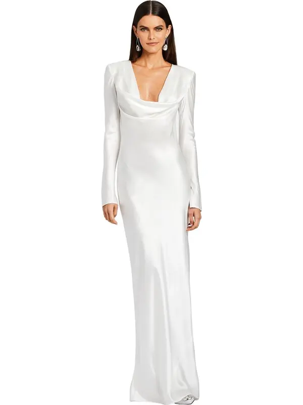 SANS FAFF Anna Cowl Evening Gown - White