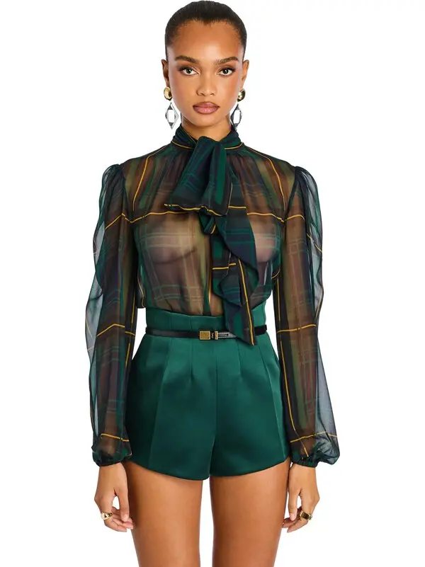 Retrofete Rhianna Silk Blouse - Pine Tartan