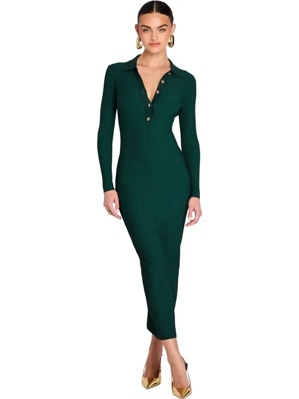 Retrofete Buffy Knit Midi Dress - Metallic Pine