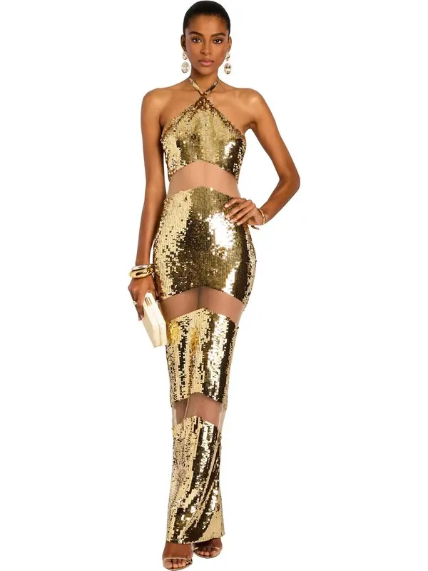 Retrofete Kaeli Gown - Gold/nude