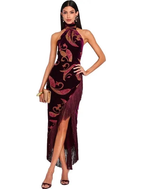 Retrofete Iridessa Velvet Dress - Dark Paisley
