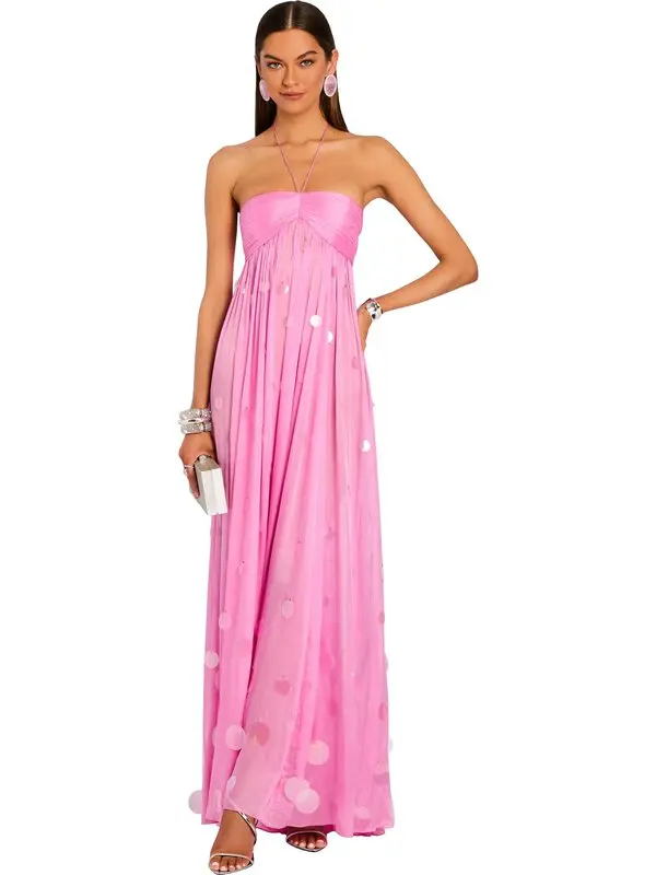 Retrofete Strapless Maxi Dress With Sequined Detailing - Camellia
