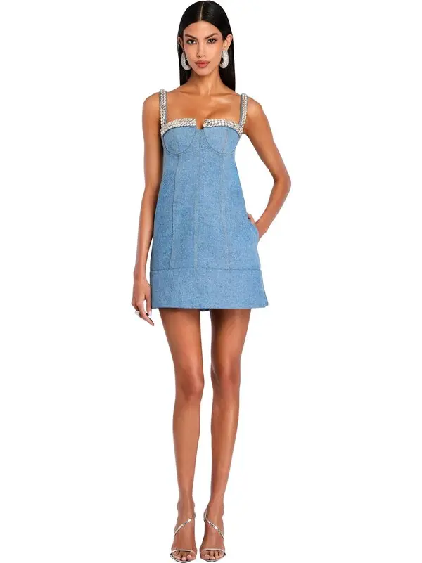 Retrofete Elin Denim Shift Dress - Crystal