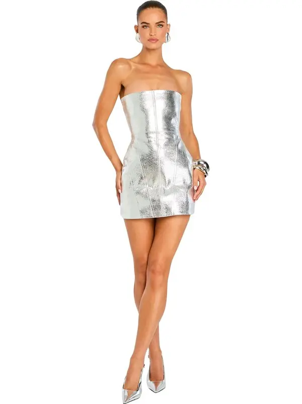 Retrofete Casmir Leather Dress - Silver
