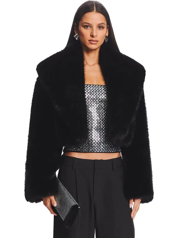 Retrofete Cadence Faux Fur Coat - Black
