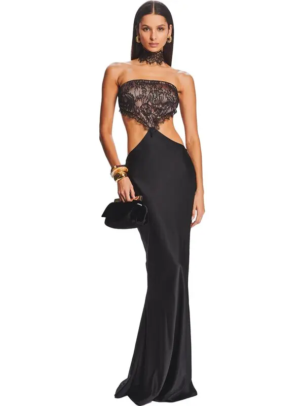 Retrofete Lucie Gown With Open Back - Black