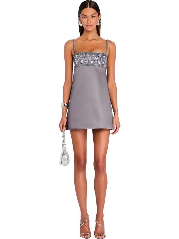 Retrofete Lark Embroidered Mini Dress - Dusk/silver