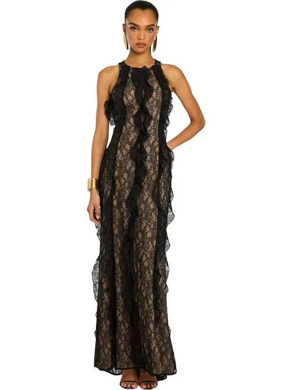 SANS FAFF Lace Evening Dress - Black