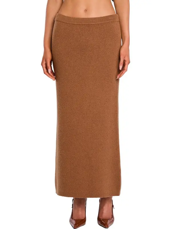 SEROYA Hazel Knit Maxi Skirt - Camel