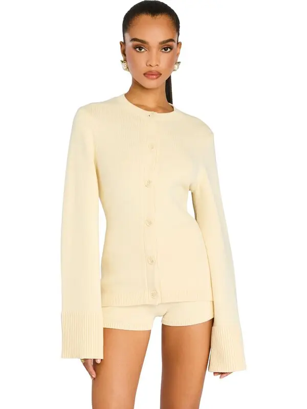 SEROYA Tira Knit Cardigan - Eggshell