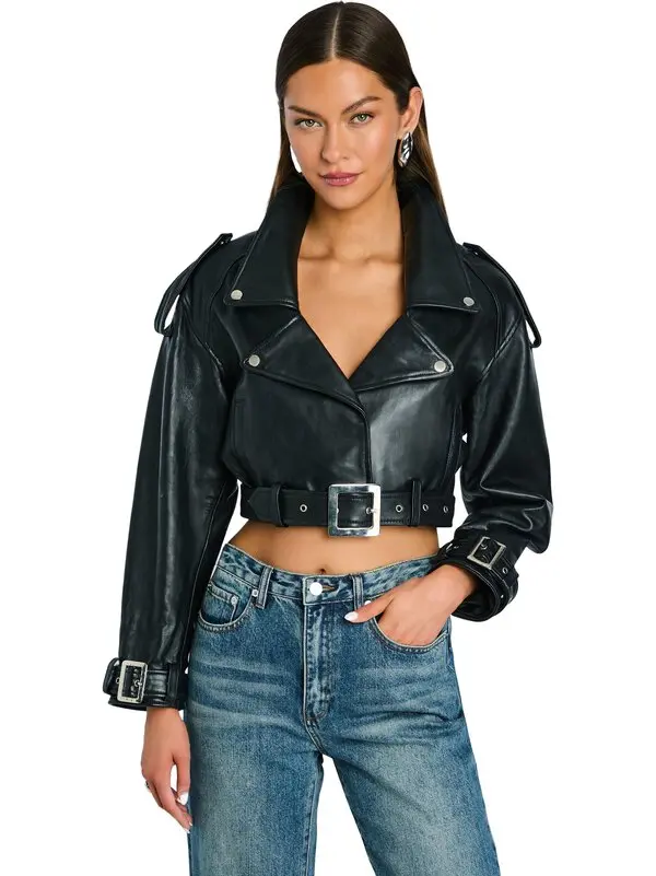 Retrofete Victoria Leather Moto Jacket - Black