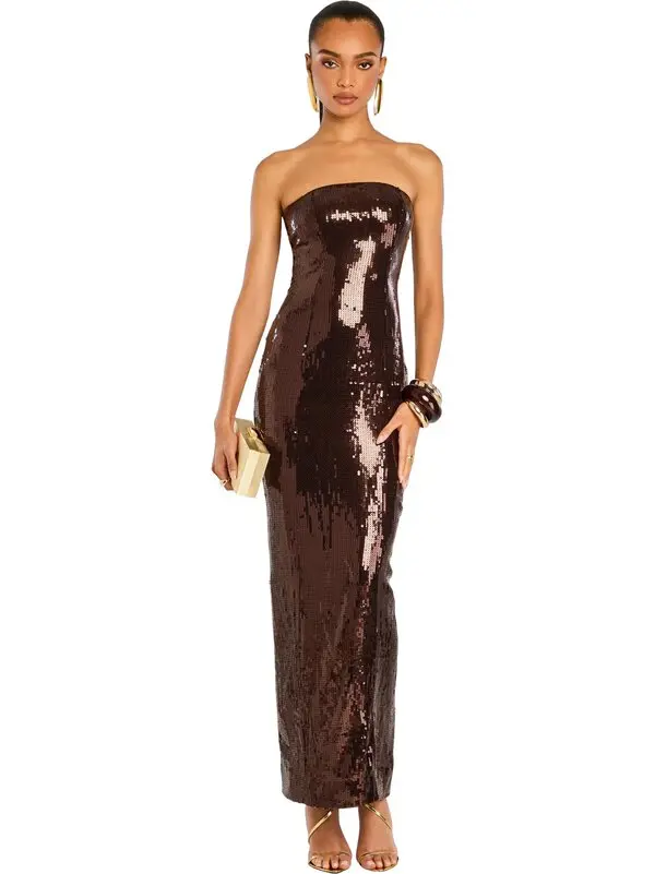 Retrofete Ember Sequin Maxi Dress - Dark Chocolate