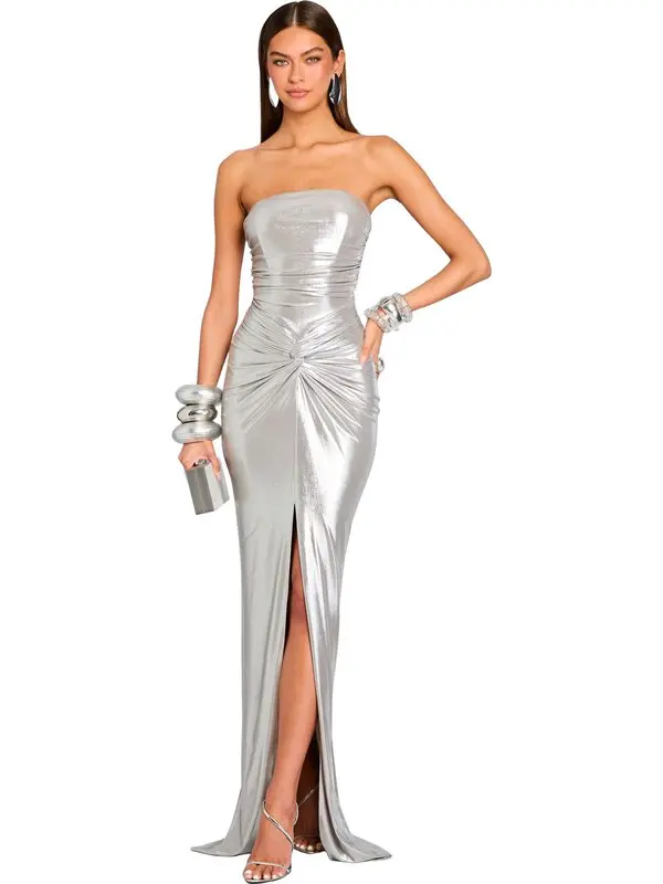 Retrofete Maytal Strapless Gown - Silver Cloud