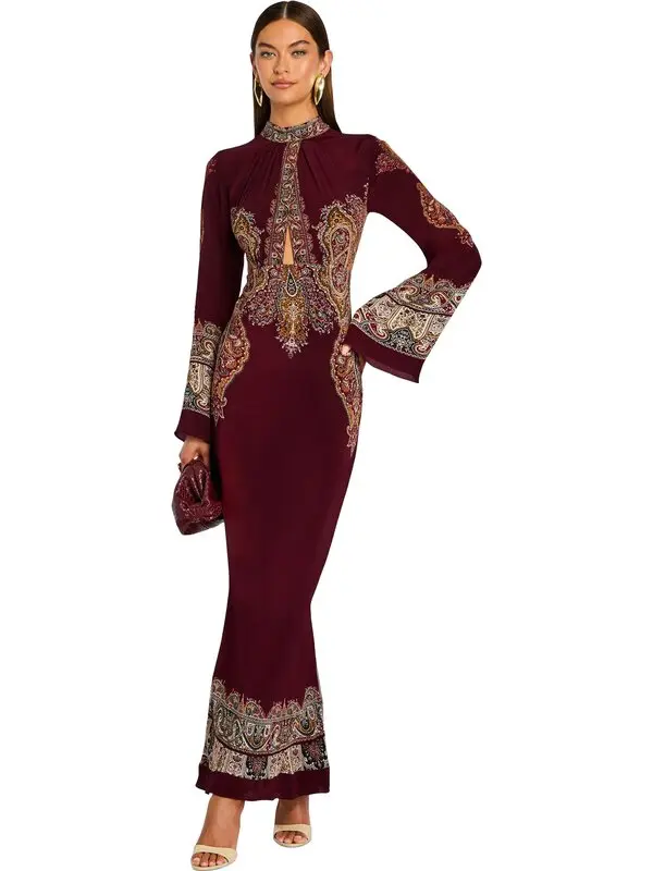 Hemant & Nandita Shifa Long Dress - Burgundy