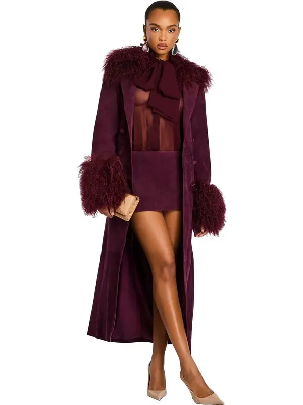 Retrofete Britta Suede Trench Coat - Bordeaux
