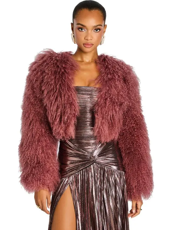 Retrofete Luxe Fur Cropped Jacket - Vintage Rose