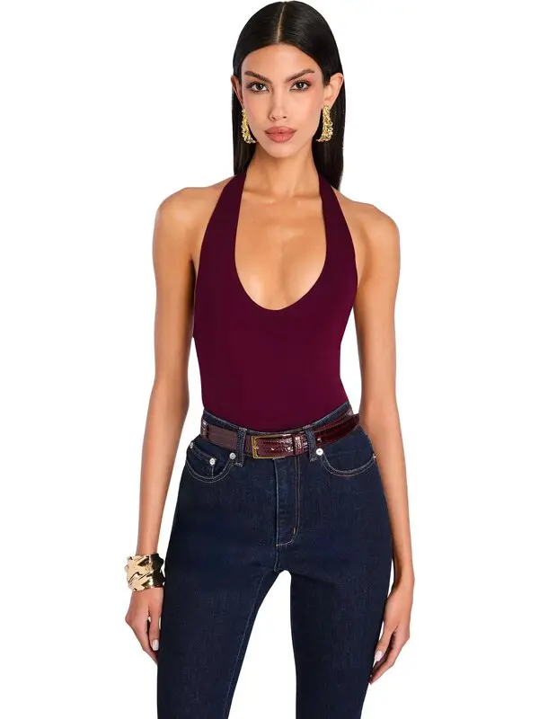 SANS FAFF Bamboo Halter Bodysuit - Bordeaux
