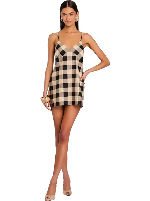 SEROYA Shanty Linen Mini Dress - Bold Gingham