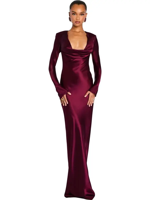 SANS FAFF Anna Cowl Evening Gown - Bordeaux