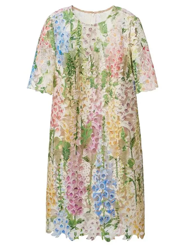 Oscar De La Renta Floral Lace Mini Dress - Multicoloured