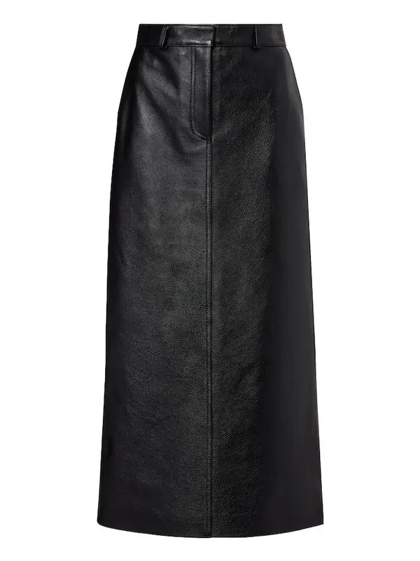 TOTEME Leather Midi Skirt - Black