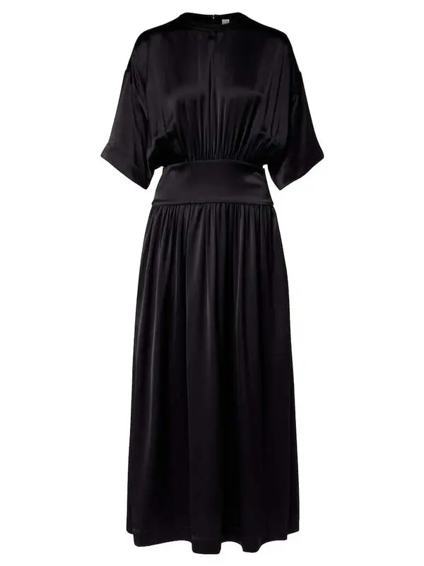 TOTEME Silk And Cotton Satin T-shirt Dress - Black